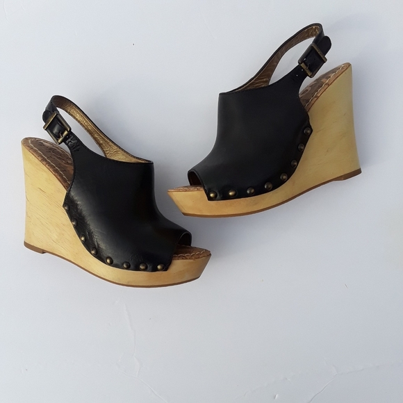 Sam Edelman | Shoes | Sam Edelman Size 75 Camilla Leather Wooden Wedge ...